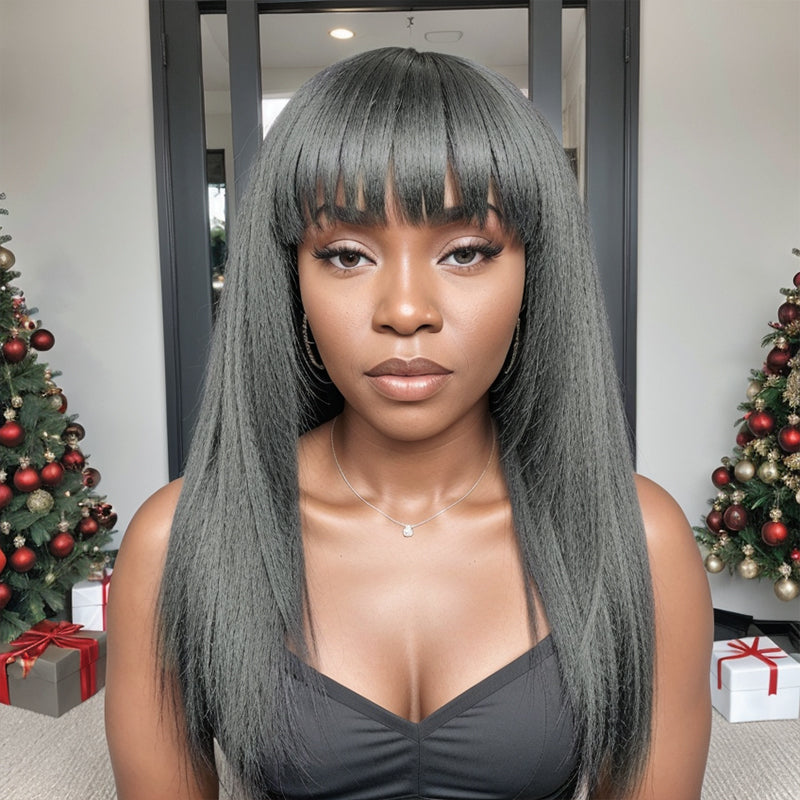 Trendy Design & Color | Salt And Pepper Kinky Straight Glueless Wig La – LinktoHair