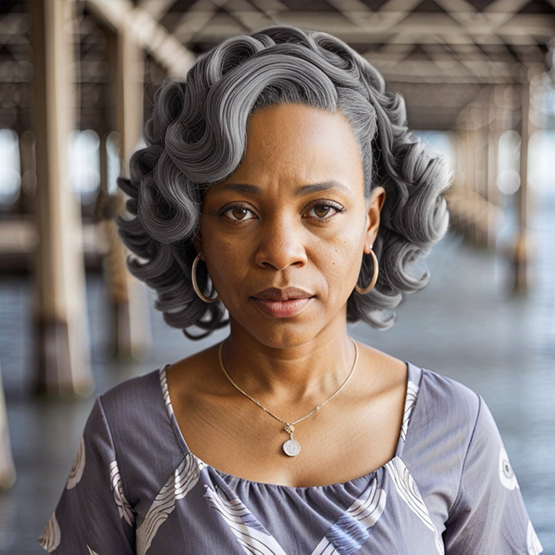 Tiffany Updo Salt And Pepper Grey Wig 13x4 Lace Front Wig Human Hair ...