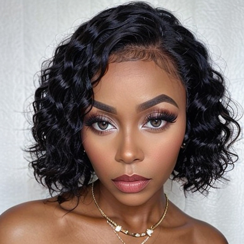 LinktoHair Loose Wave Side Part 13x4 Frontal Lace Bob Wig 100% Human H