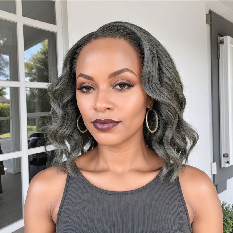 Put On And Go Realistic Glueless Salt And Pepper Loose Wave 5x5 Closur ...