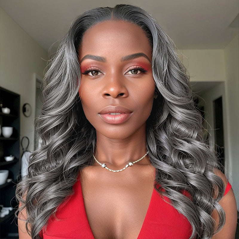 Salt And Pepper Wig Body Wave 5x5 Closure Lace Human Hair – LinktoHair