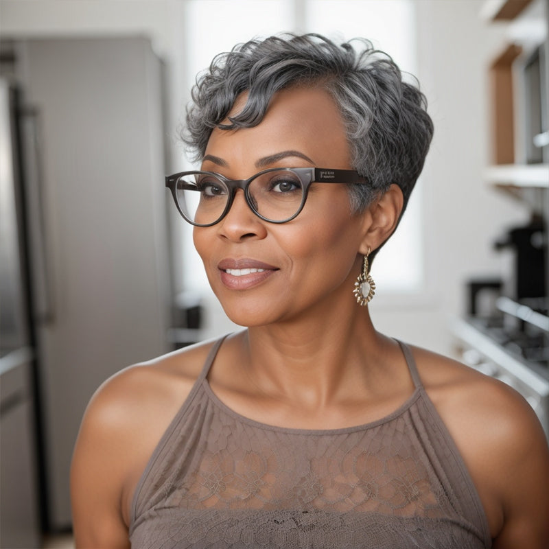 Whole Head Salt And Pepper Short Pixie Cut Glueless Human Hair Wig Wit – LinktoHair