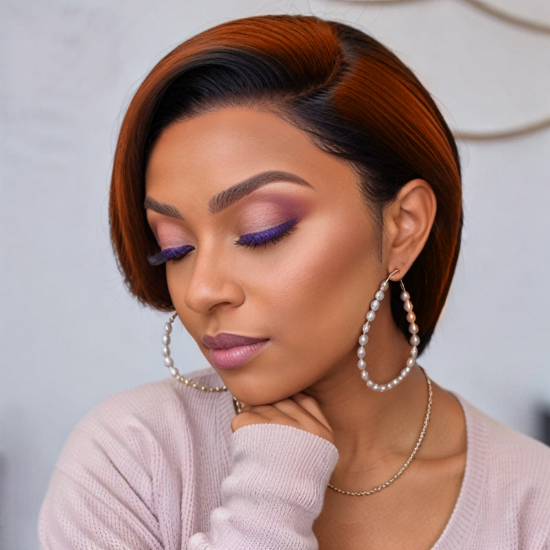 Summer Style | Trendy 13x4 Pixie Cut T1B/33 Wig 100% Human Hair ...