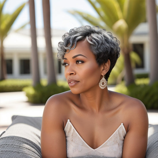 Trendy Color | Salt & Pepper Short Pixie Cuts Nature Wave Glueless Wig – LinktoHair