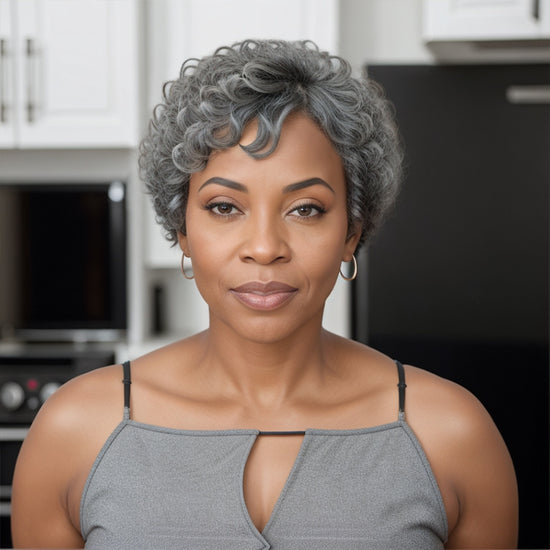 Trendy Color | Salt & Pepper Short Pixie Cuts Nature Wave Glueless Wig ...